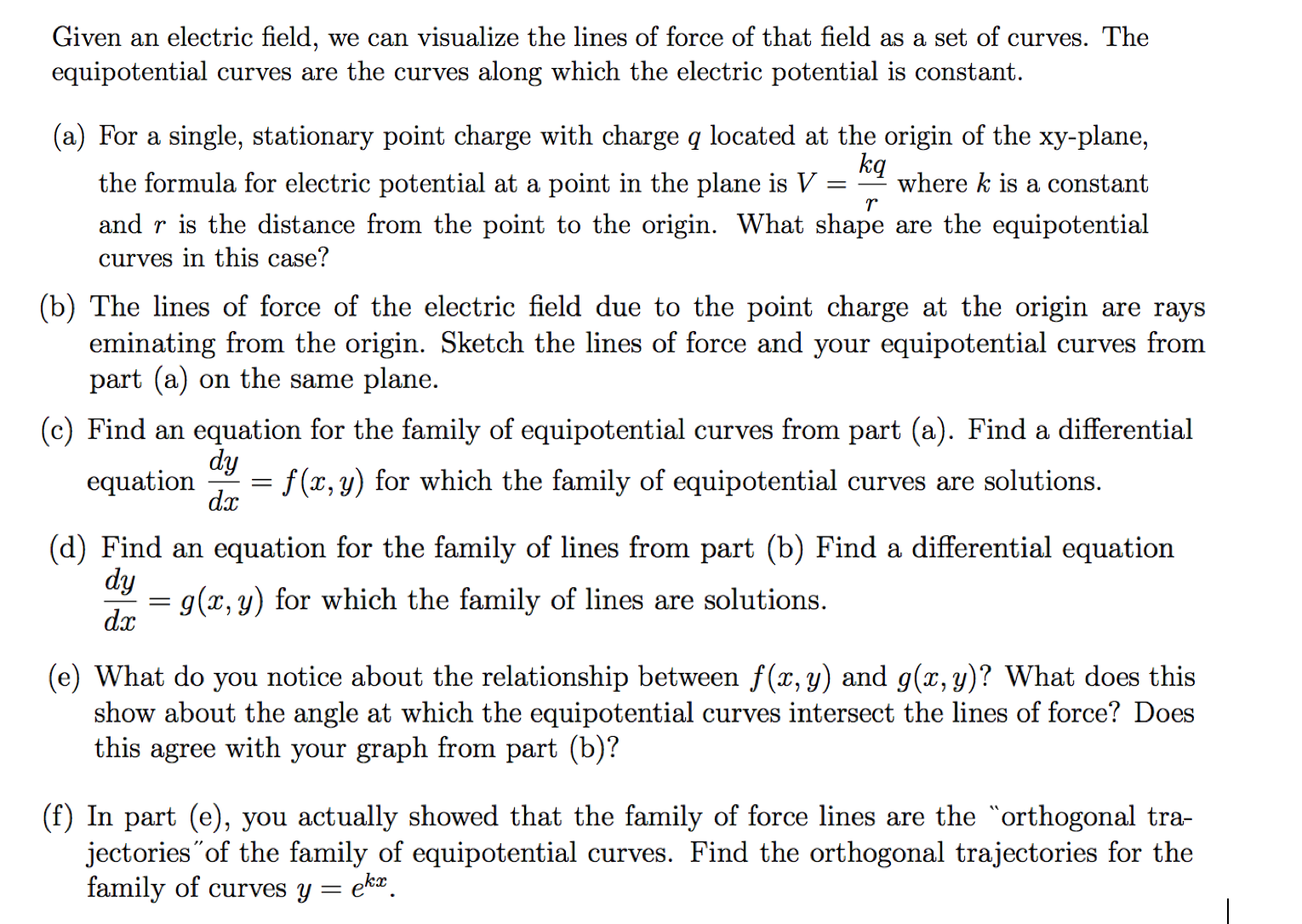 Solved Given An Electric Field We Can Visualize The Lines 5227