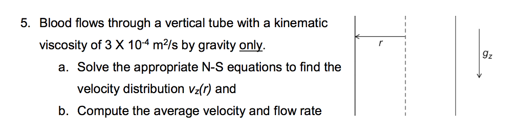 Solved 5. Blood flows through a vertical tube with a | Chegg.com