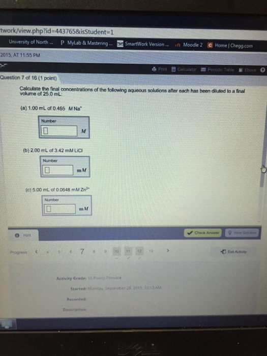 Solved Calculate the final concentrations of the following | Chegg.com