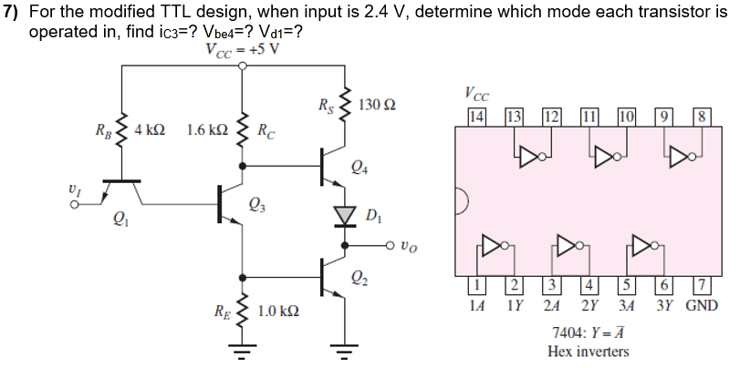 Solved For the modified TTL design, when input is 2.4 V, | Chegg.com