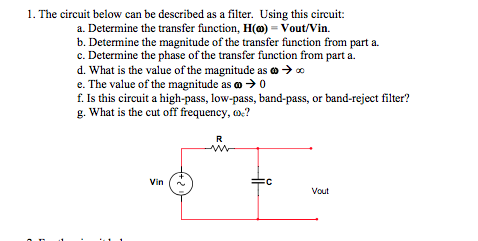 Solved The circuit below can be described as a filter. Using | Chegg.com