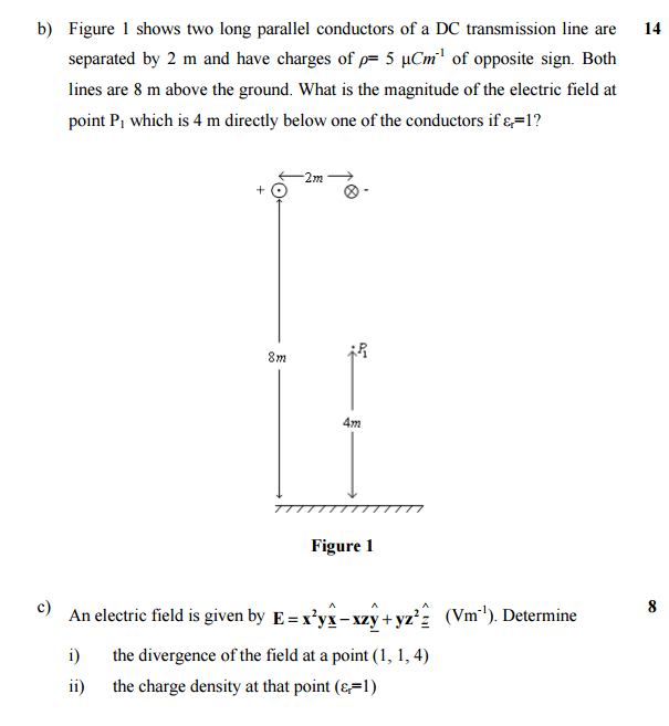 Solved 14 b) Figure 1 shows two long parallel conductors of | Chegg.com