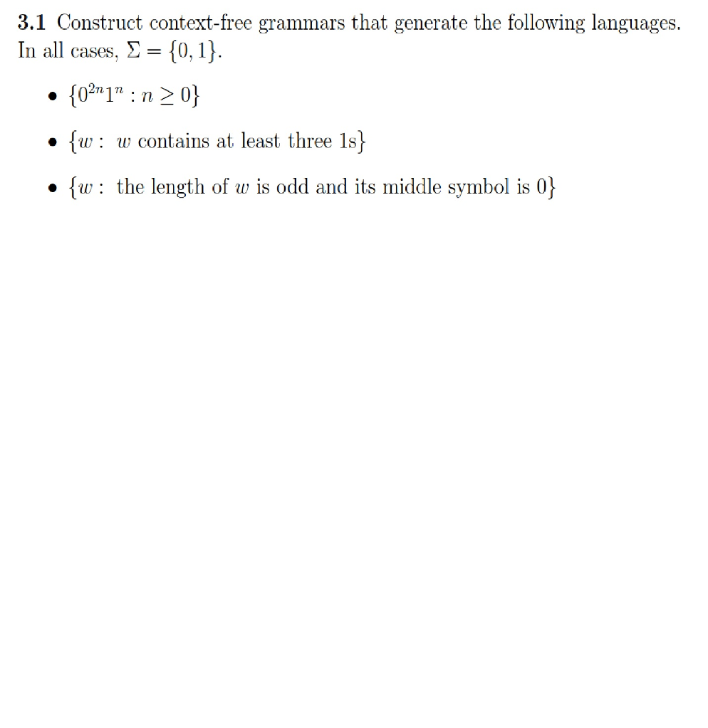 Solved Construct context-free grammars that generate the | Chegg.com