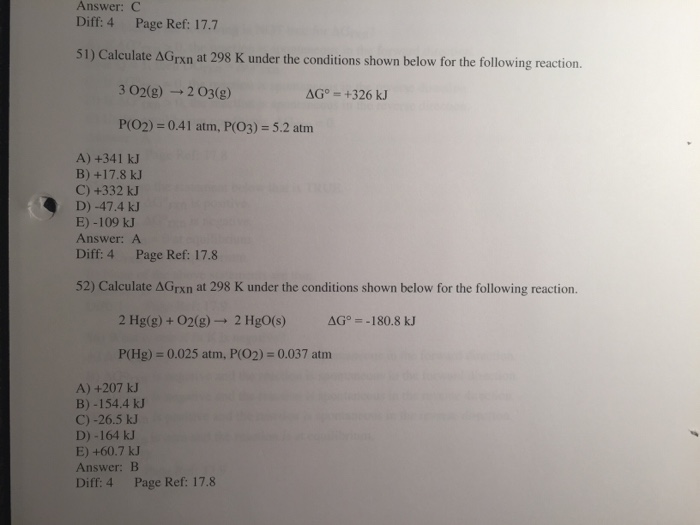 Solved Calculate delta G_rxn at 298 K under the conditions | Chegg.com