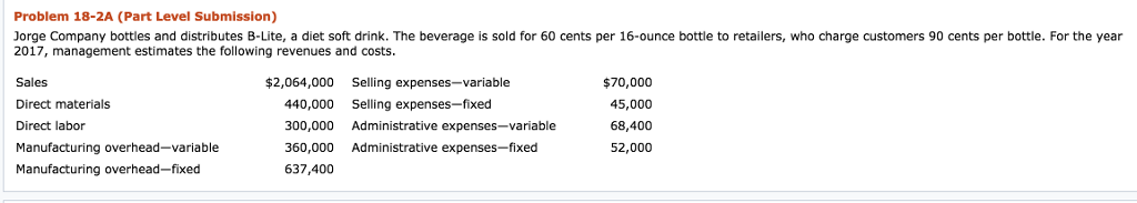 Solved Problem 18-2A (Part Level Submission) Jorge Company | Chegg.com