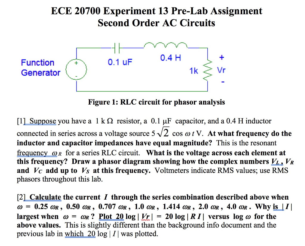 Solved ECE 20700 Experiment 13 Pre-Lab Assignment Second | Chegg.com