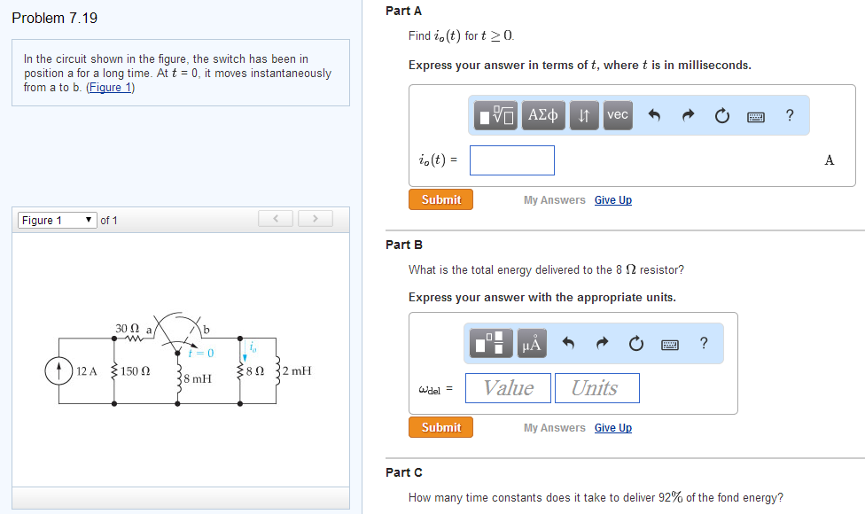 Solved In the circuit shown in the figure, the switch has | Chegg.com