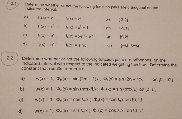 Solved Determine whether or not the following function pairs | Chegg.com
