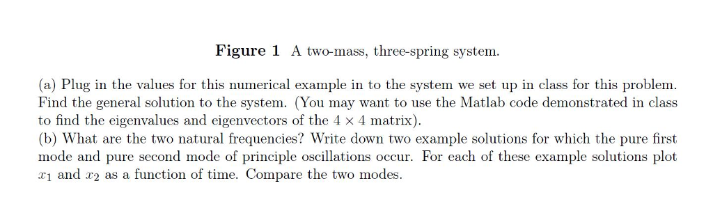Problem 1: Two-mass, three-spring system Consider the | Chegg.com Problem 1: Two-mass, three-spring system Consider the | Chegg.com