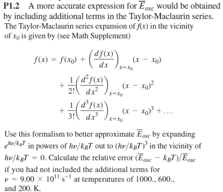 A more accurate expression for E_osc would be | Chegg.com