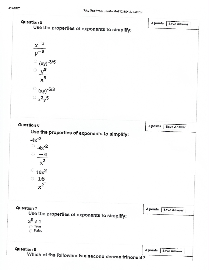 Solved Use the properties of exponents to simplify: | Chegg.com