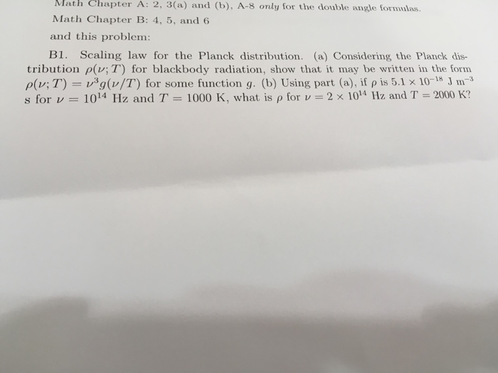 Solved Scaling law for the Planck distribution, (a) | Chegg.com