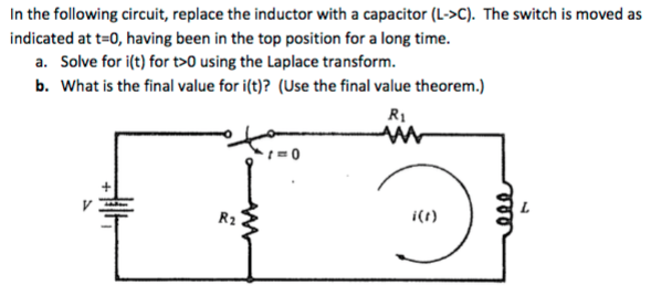 Solved In the following circuit, replace the inductor with a | Chegg.com
