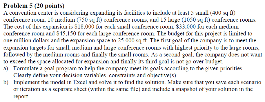 Solved Problem 5 (20 points) A convention center is | Chegg.com Solved Problem 5 (20 points) A convention center is | Chegg.com