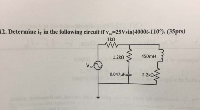 Solved Determine i_r in the following circuit if v_ac = 25V | Chegg.com