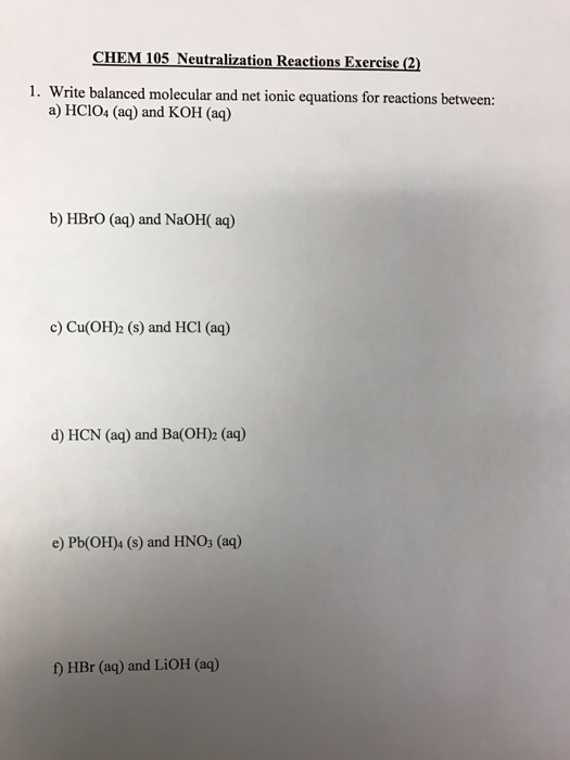 Solved Write balanced molecular and net ionic equations for | Chegg.com