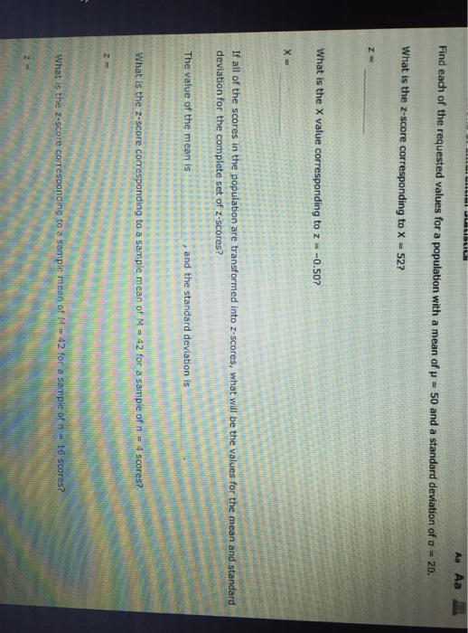 Solved Find each of the requested values for a population | Chegg.com