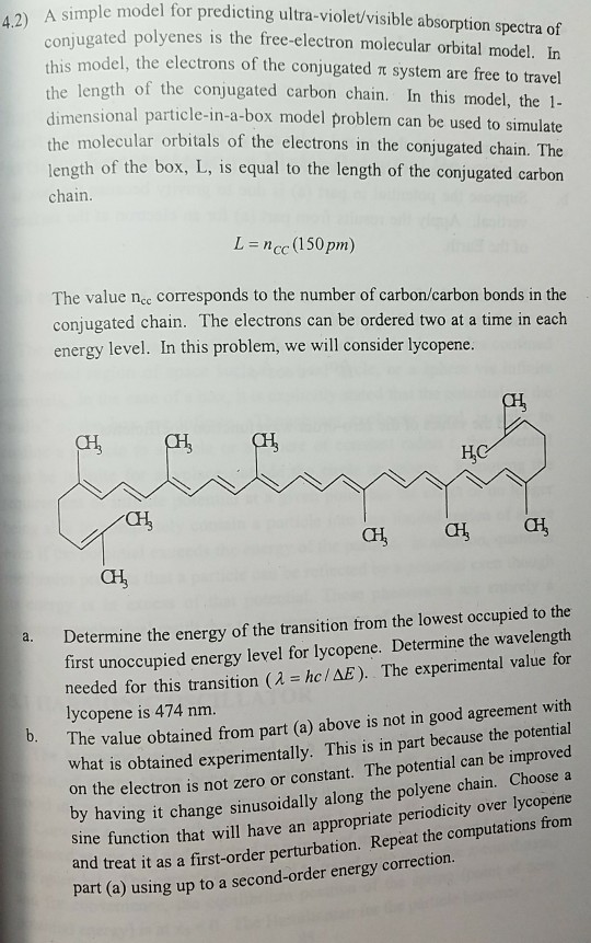 Solved mple model for predicting ultra-violet/visible | Chegg.com