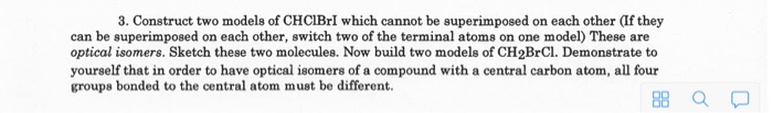 Solved Construct two models of CHClBrI which cannot be | Chegg.com