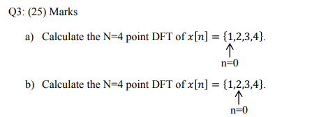 Solved Q3: (25) Marks a) Calculate the N-4 point DFT | Chegg.com