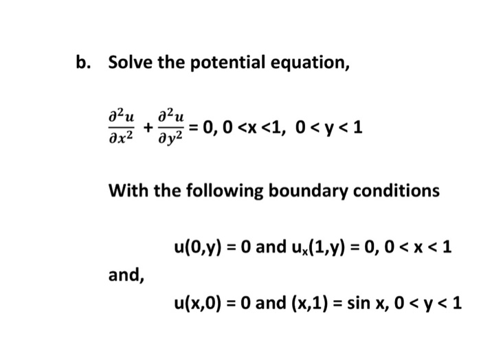 Solved Solve the potential equation, partial differential^2 | Chegg.com