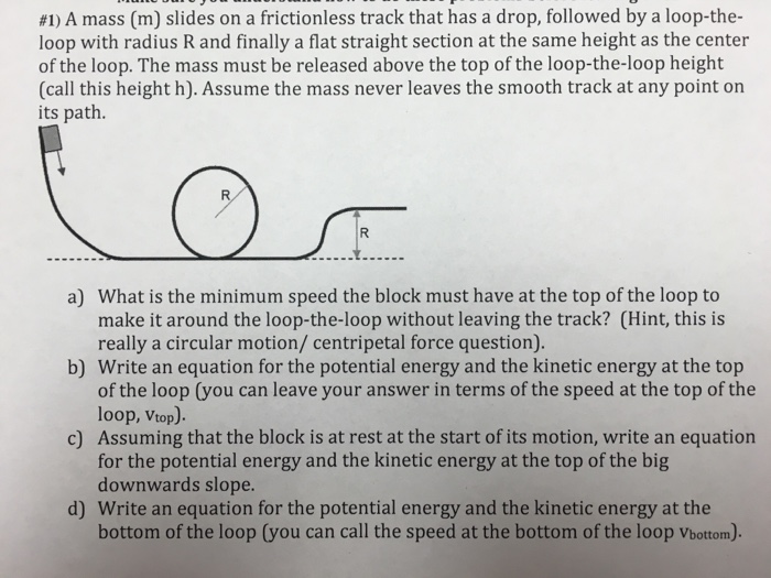 Solved #1)A mass (m) slides on a frictionless track that has | Chegg.com