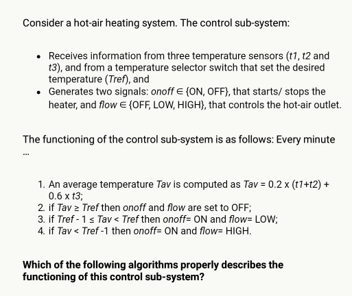 Solved Consider a hot-air heating system. The control | Chegg.com