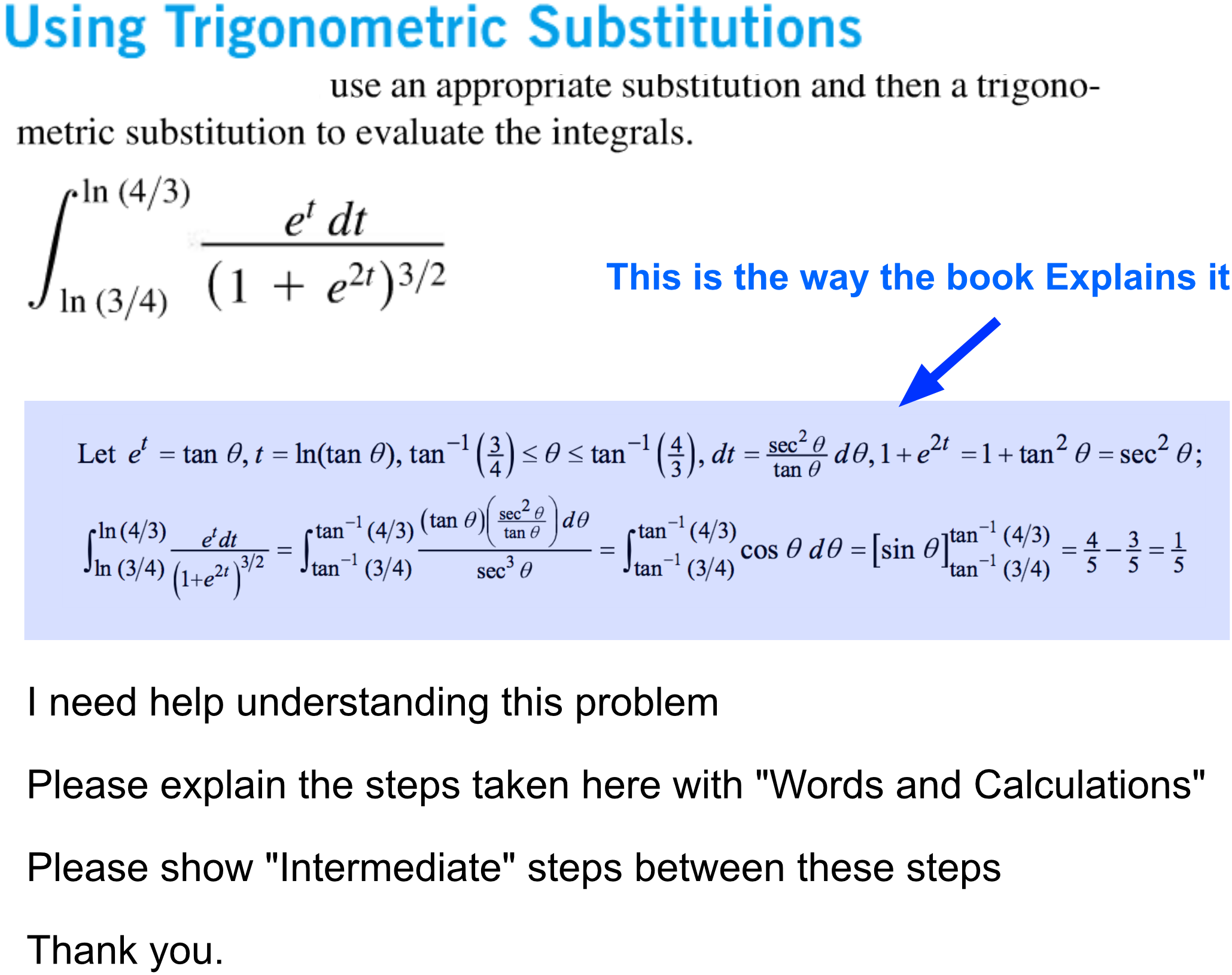 Solved Using Trigonometric Substitutions use an appropriate | Chegg.com