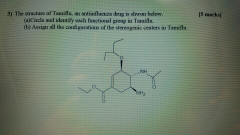 Solved The structure of Tamiflu, an antiinfluenza drug is | Chegg.com