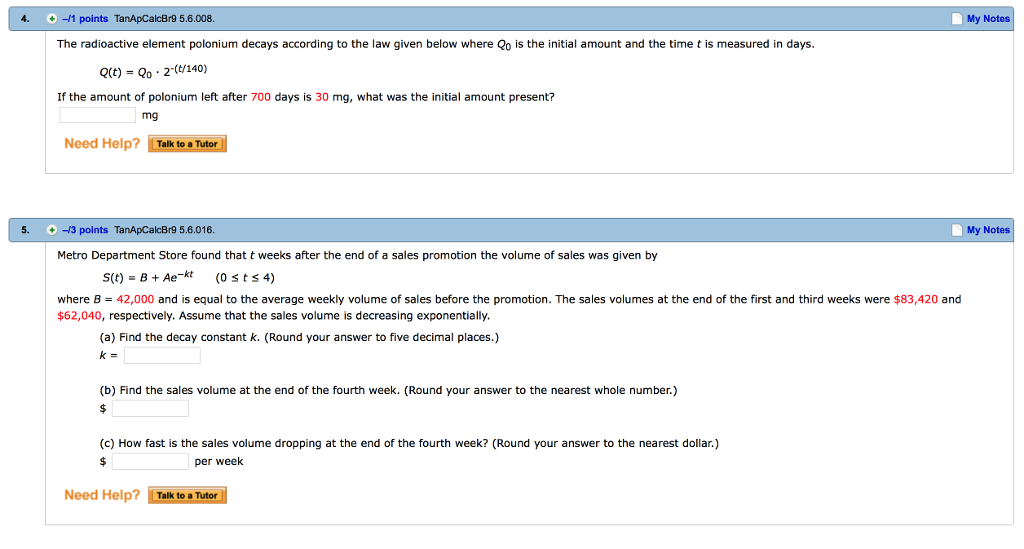 Solved The radioactive element polonium decays according to | Chegg.com