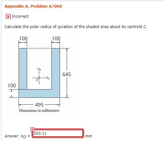 Solved Appendix A, Problem A/060 Incorrect Calculate the | Chegg.com