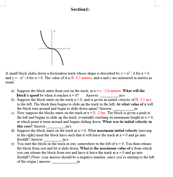 Solved A small block slides down a frictionless track whose | Chegg.com
