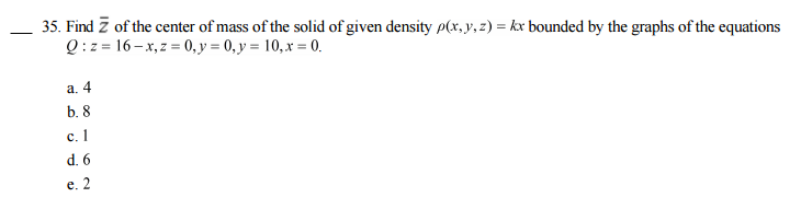 Solved Find Z^bar of the center of mass of the solid of | Chegg.com