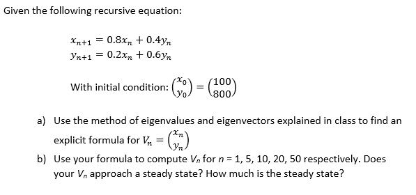 Solved Given the following recursive equation: x_n + 1 = | Chegg.com