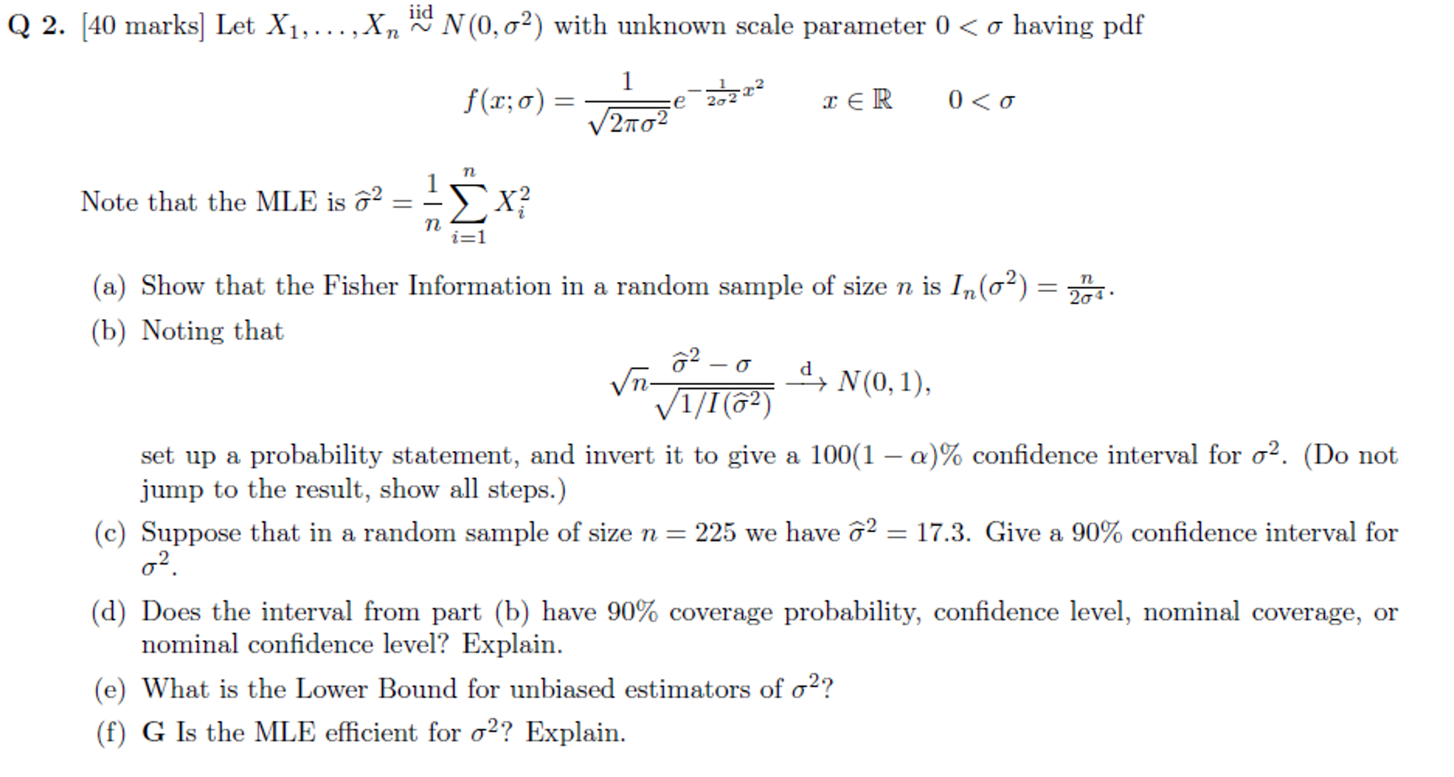 Solved Let X_1, ...., X_n Approximately^iid N(0, sigma^2) | Chegg.com