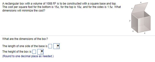 Solved A rectangular box with a volume of 1088 ft3 is to be | Chegg.com