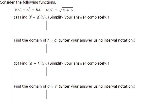 Solved Consider the following functions. f(x)=x^2-6x, g(x)= | Chegg.com