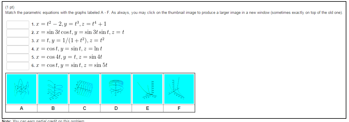 Match the parametric equations with the graphs | Chegg.com