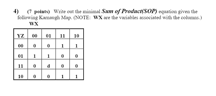 Solved Write out the minimal Sum of Product(SOP) equation | Chegg.com