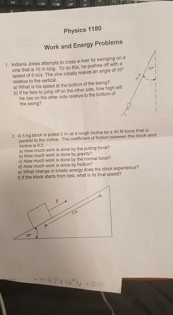 Solved Physics 1180 Work and Energy Problems Indiana Jones | Chegg.com