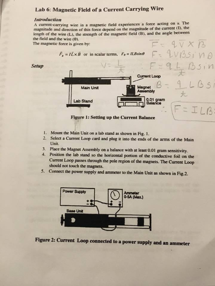 Solved Lab 6: Magnetic Field of a Current Carrying Wire | Chegg.com