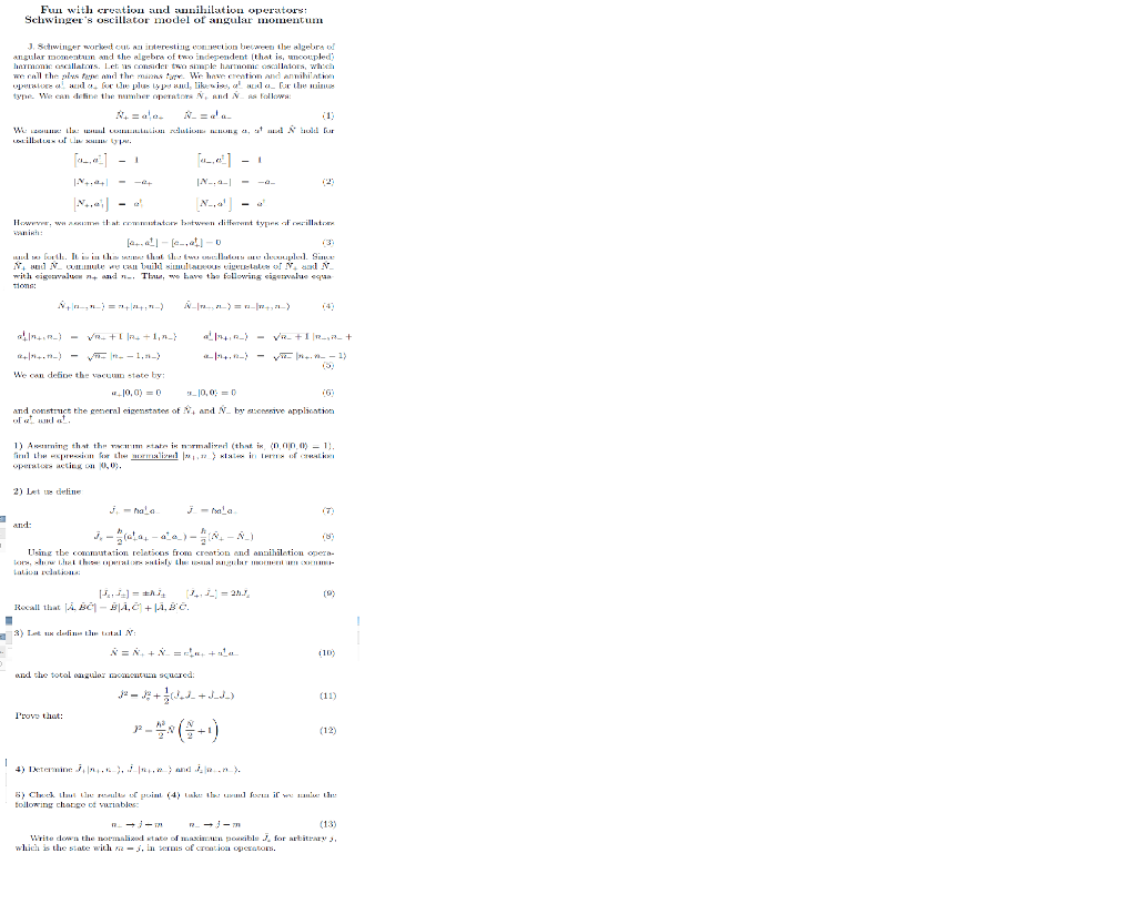 Fun with creation and annihilation operators: ger's | Chegg.com