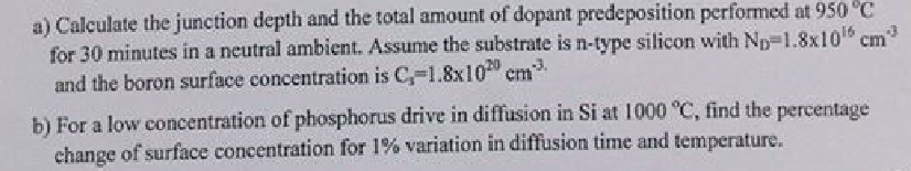 Solved Calculate the junction depth and the total amount of | Chegg.com