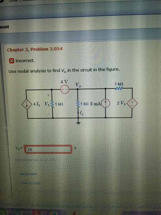 Solved Use nodal analysis to find V_0 in the circuit in the | Chegg.com
