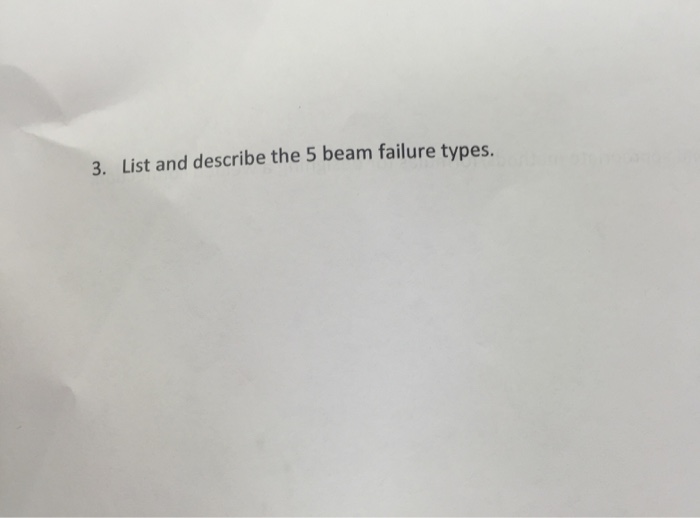 List and describe the 5 beam failure types. | Chegg.com