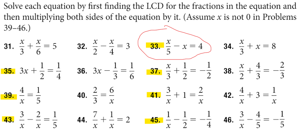 Solved Solve each equation by first finding the LCD for the | Chegg.com