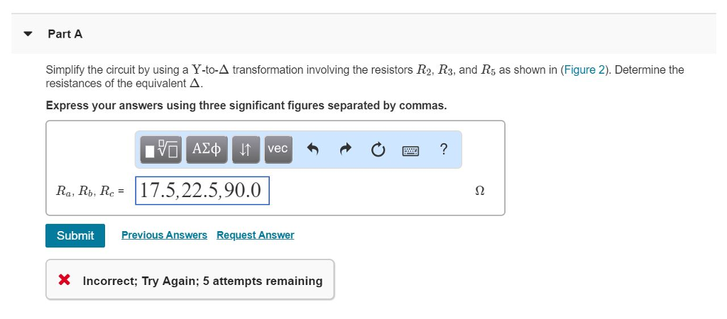 Solved Parta Simplify The Circuit By Using A Y To A 