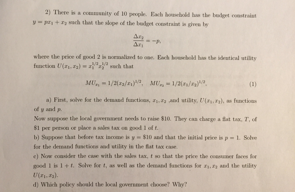 Solved 1) Consider the quasilinear utility function U(E1, T2 | Chegg.com