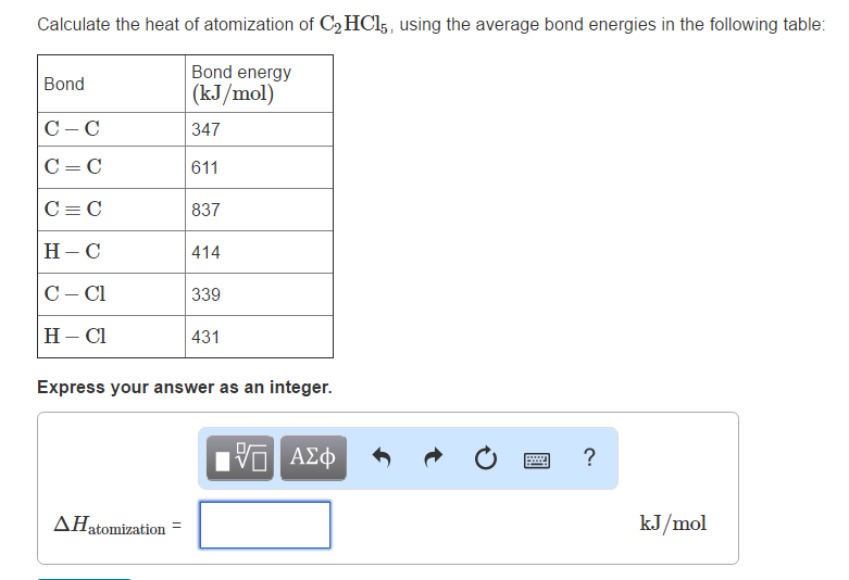 Solved Calculate the heat of atomization of C2 HC5, using | Chegg.com