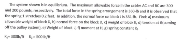 Solved Statics problem involving pulleys and springs--- this | Chegg.com